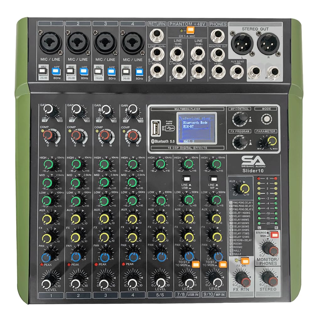 Amazon.com: Seismic Audio - Slider10-10 Channel Mixer Console with ...