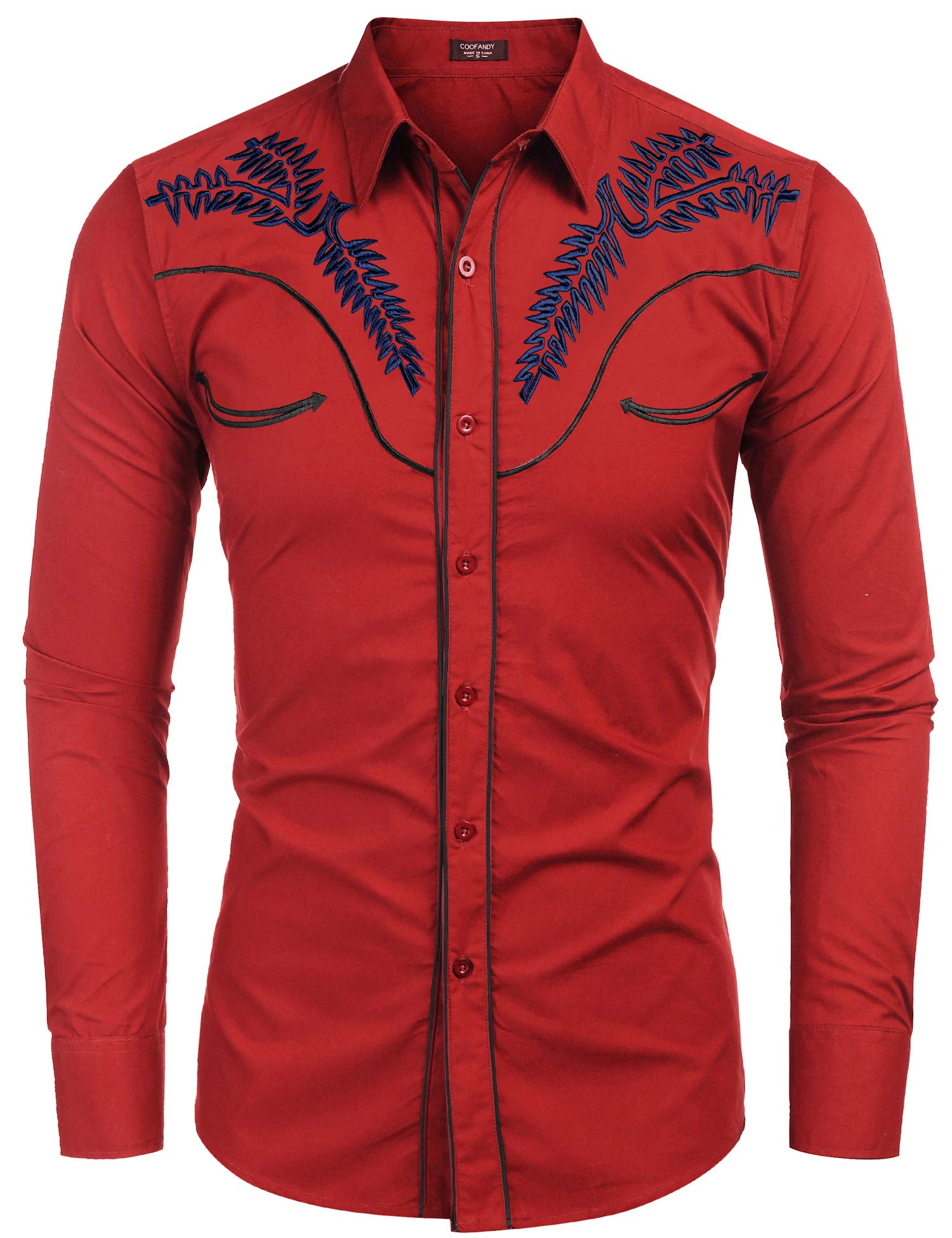 Snapklik.com : Mens Red Cowboy Shirts Long Sleeve Western Shirt ...