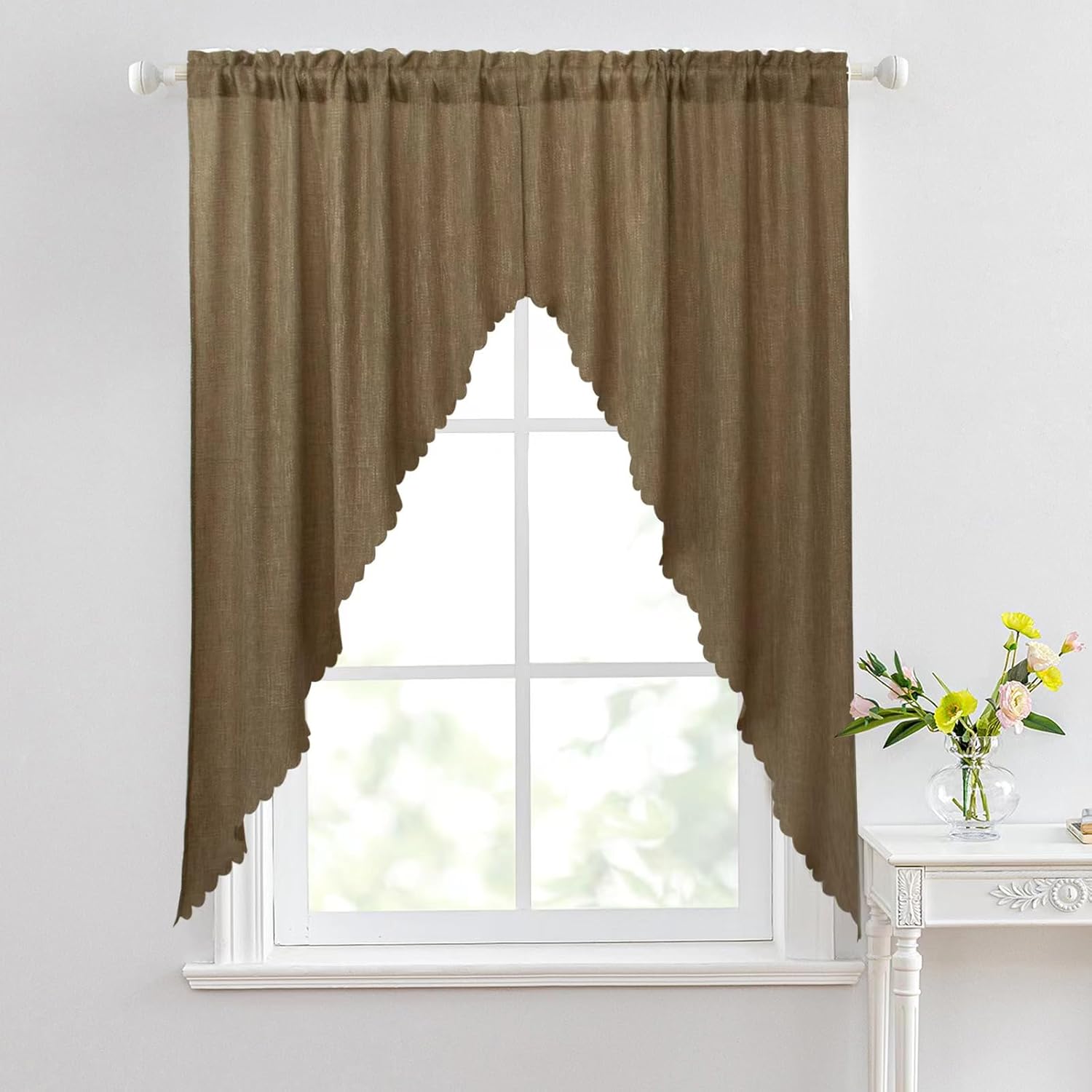 Amazon.com: Valea Home Soft Burlap Look Swag Curtains Rustic Natural ...
