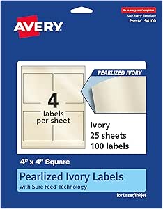 Amazon.com : Avery Pearlized Ivory Square Labels, Sure Feed Technology ...