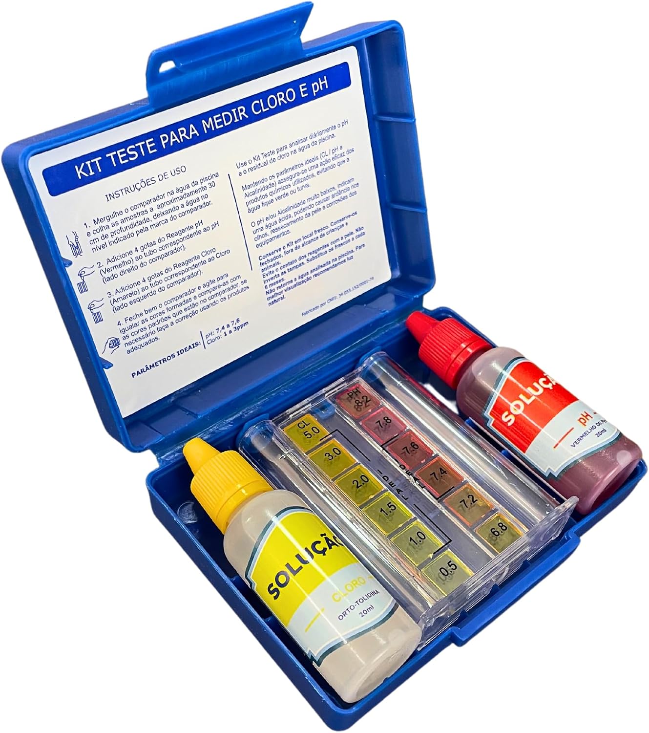 Estojo Medidor PH e Cloro CORAL COAST Kit Limpeza Manutenção Piscina ...