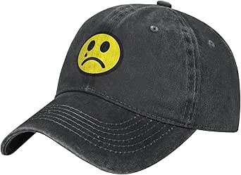 Sad Face Prints Baseball Cap - Adjustable Washed Cotton Vintage Dad Hat ...