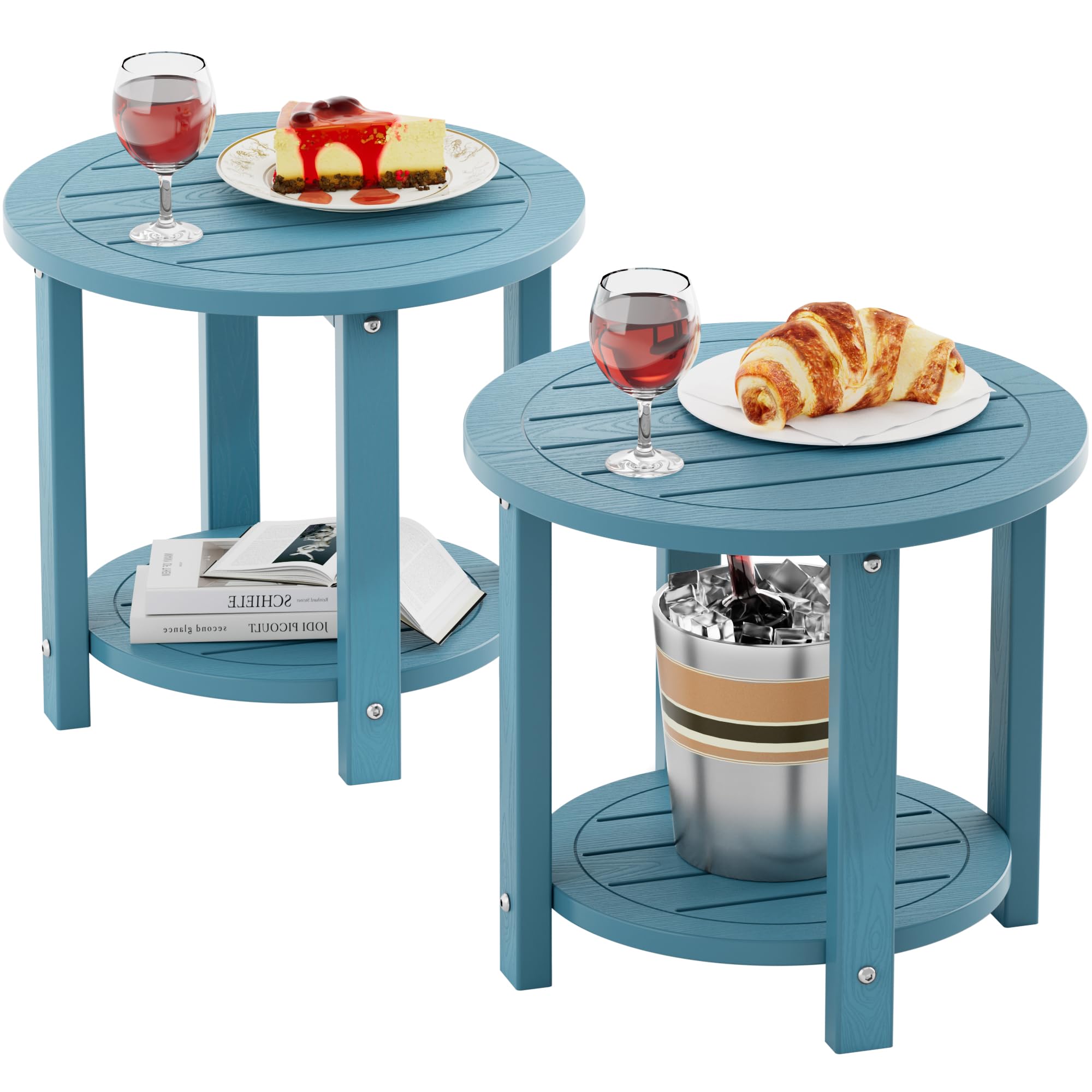 Snapklik.com : YEFU Outdoor Side Table For Patio: 16in HIPS Small Round ...