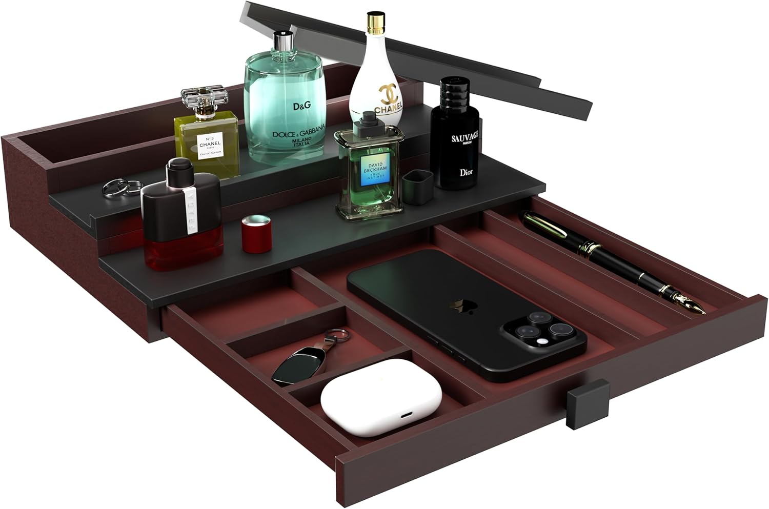 Amazon.com: Premium Wood Cologne and Accessory Organizer with Hidden ...