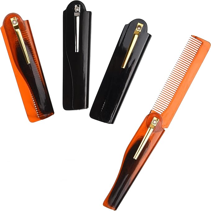 Kare & Kind Folding Pocket Comb for Men - 4 Fine Toothcombs (Set of 2 ...