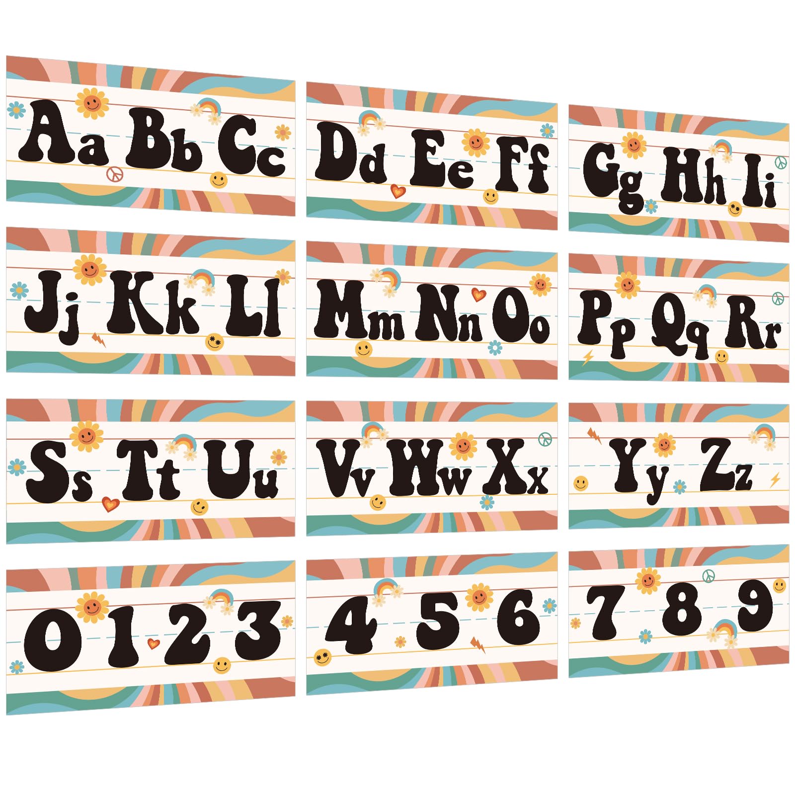 Amazon.com: 12Pcs Retro Classroom Alphabet Number Bulletin Board Set ...