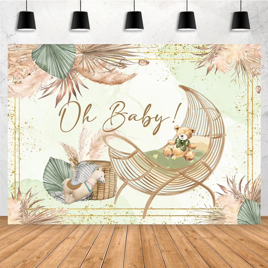 Amazon.com : Aperturee 7x5ft Boho Bear Baby Shower Backdrop for Boy's ...