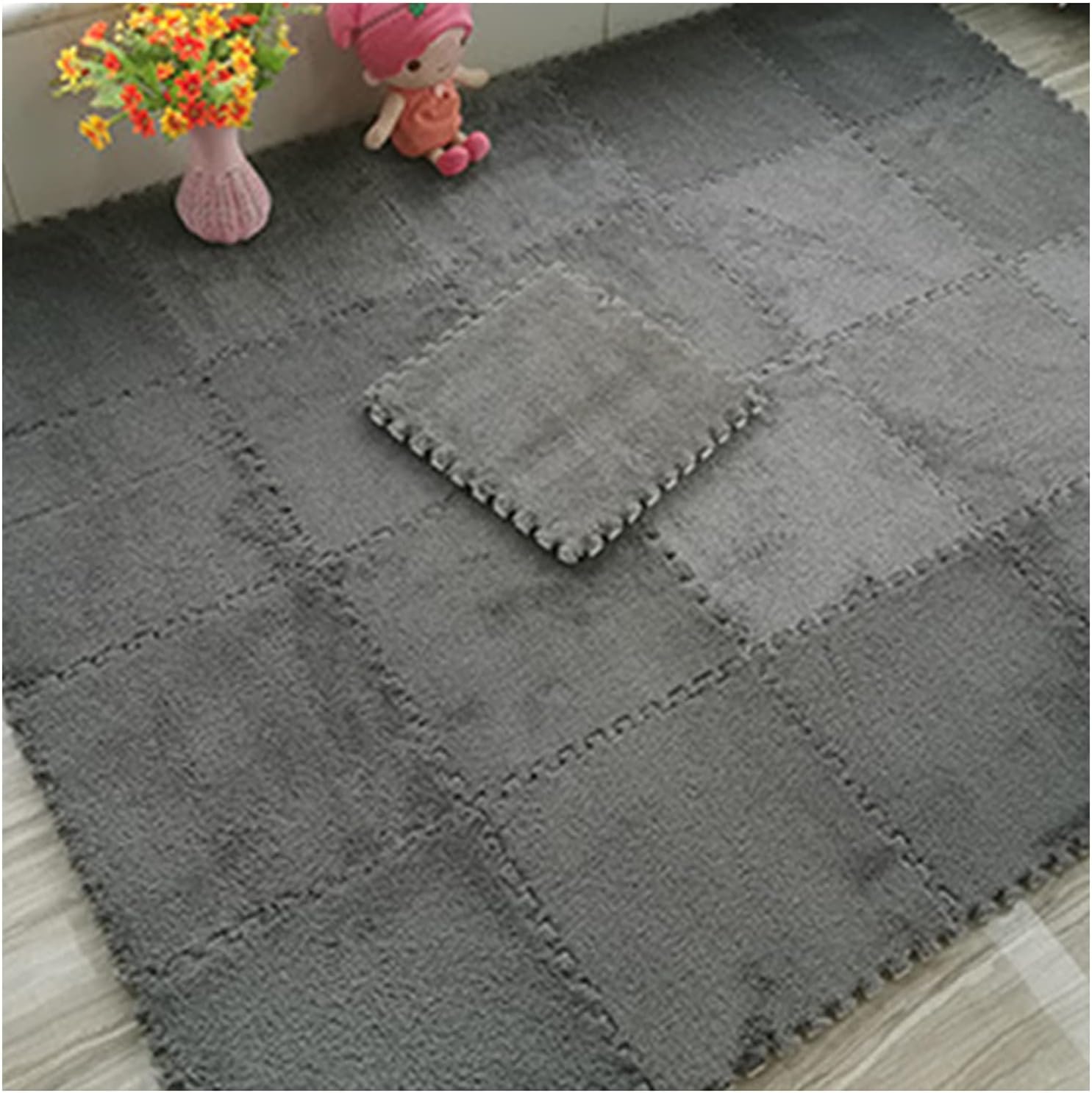 Amazon.com: 20 Pcs Interlocking Carpet Tiles,Plush Foam Square Floor ...