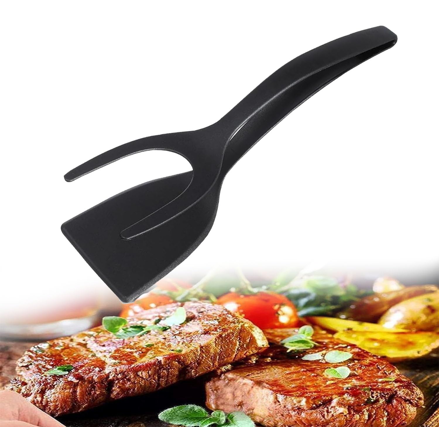 Egg Flipper Spatula, 2 in 1 Grip and Flip Spatula Tongs Egg Flipper ...