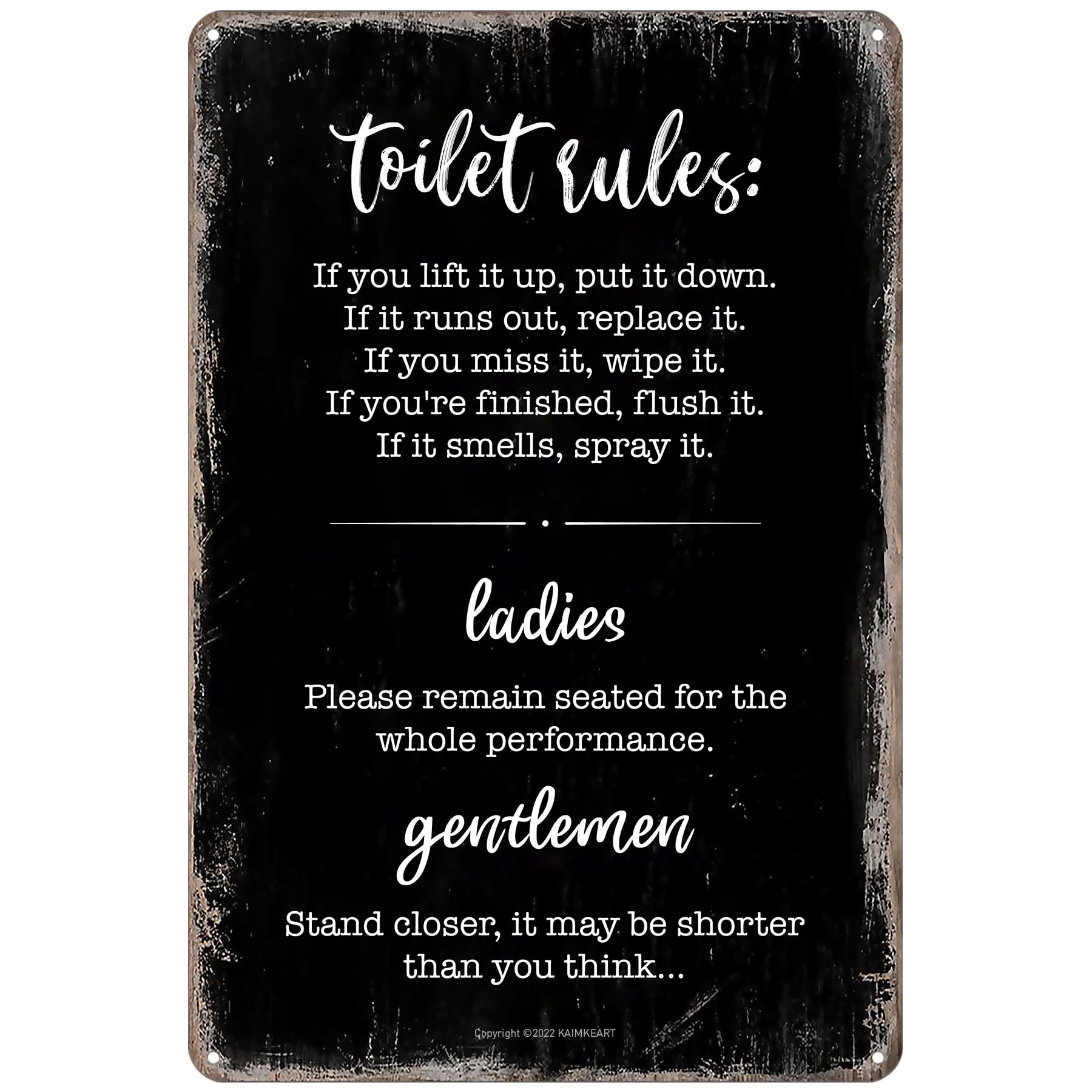 Amazon.com: KAIMKEART Rustic retro Bathroom Rules Sign - 8x12 Inch ...