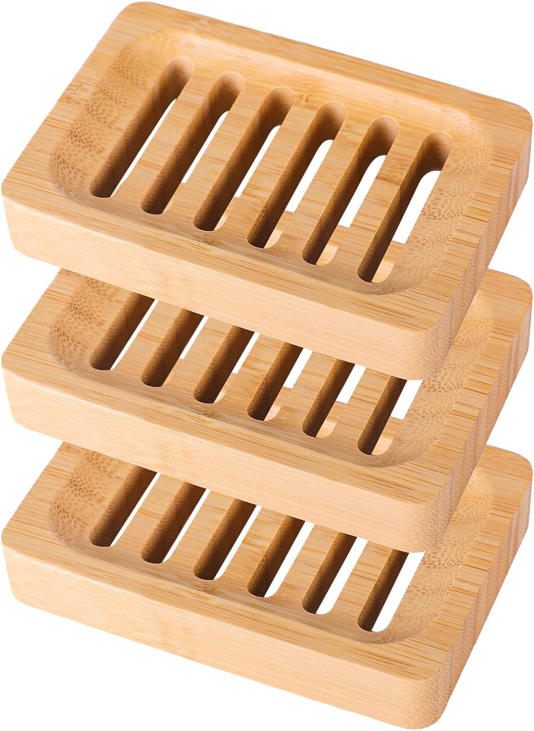 Amazon.com: JAPCHET 8 Pack Bamboo Soap Dish, Natural Wooden Soap ...
