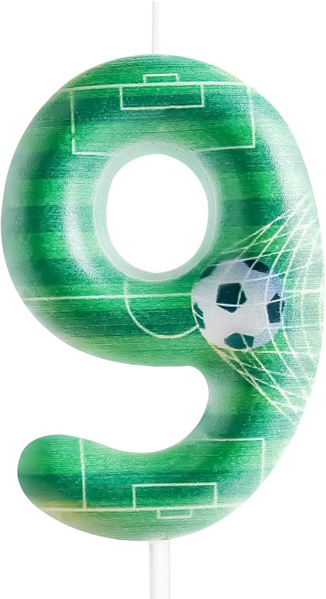 Amazon.com: Soccer Birthday Candle Number 9 Candle Soccer Football Cake ...