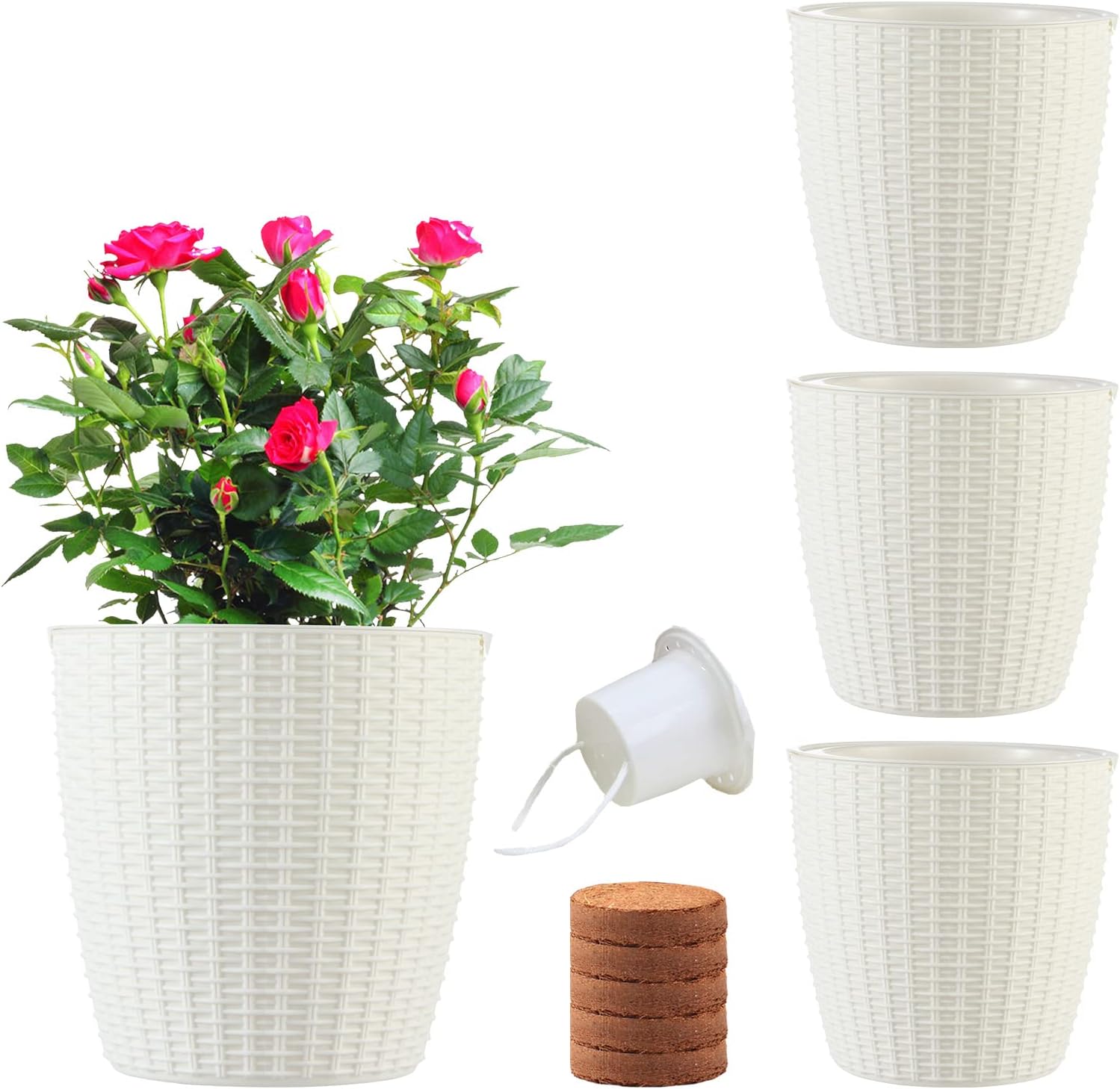 Amazon.com: Plant Pots 7 Inch Self Watering Planters and Pots 3 Pack ...