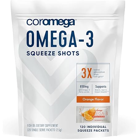 Amazon.com: Coromega Omega 3 Fish Oil Supplement, 650mg of Omega-3s ...