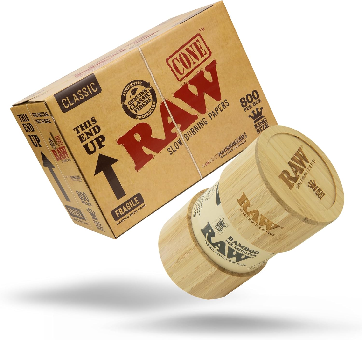 Amazon.com: RAW KS Cones 800 Pack+ RAW Bamboo Six Shooter for King Size ...