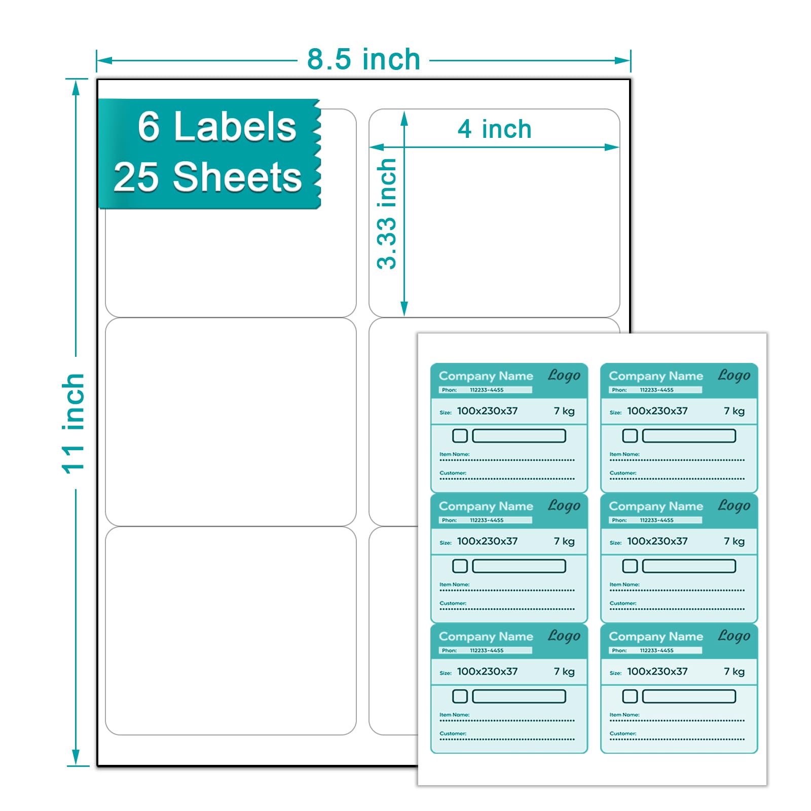 Snapklik.com : Colemoly 3.33x4 In Labels - 500 Sheets 6 Label Stickers ...