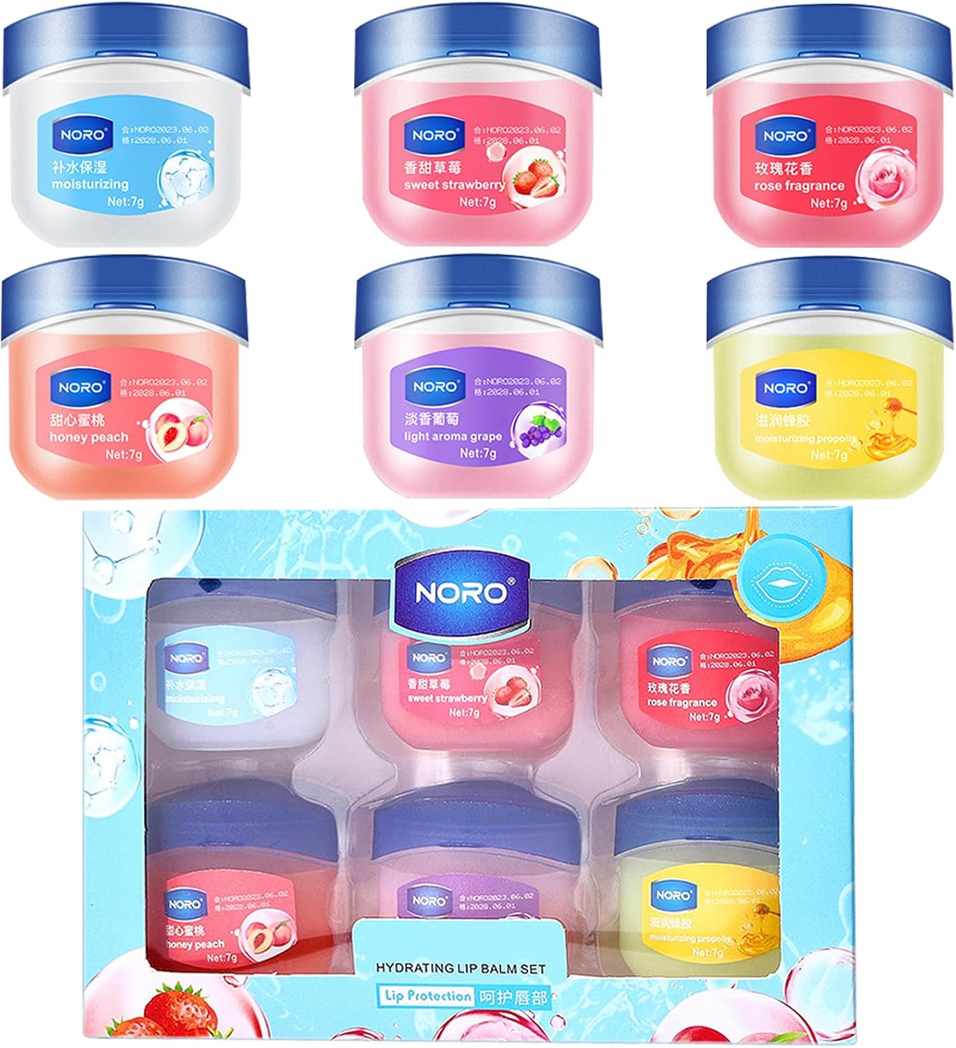 Lip Balm Set, 6 Packs Lip Balm Multipack, 6 Flavours Original ...