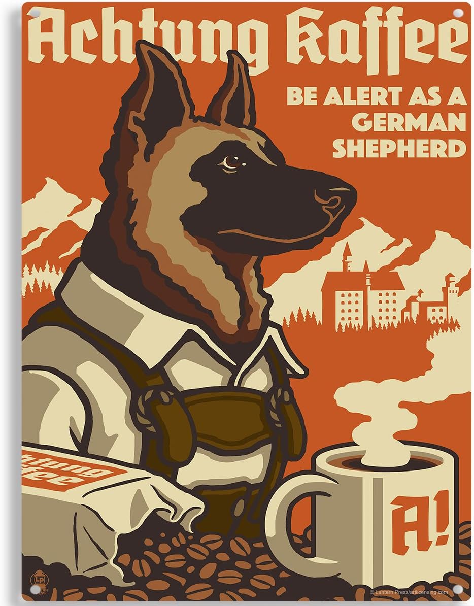 Amazon.com: German Shepherd Dog Coffee Ad Metal Sign Pet Decor 12 x 16 ...