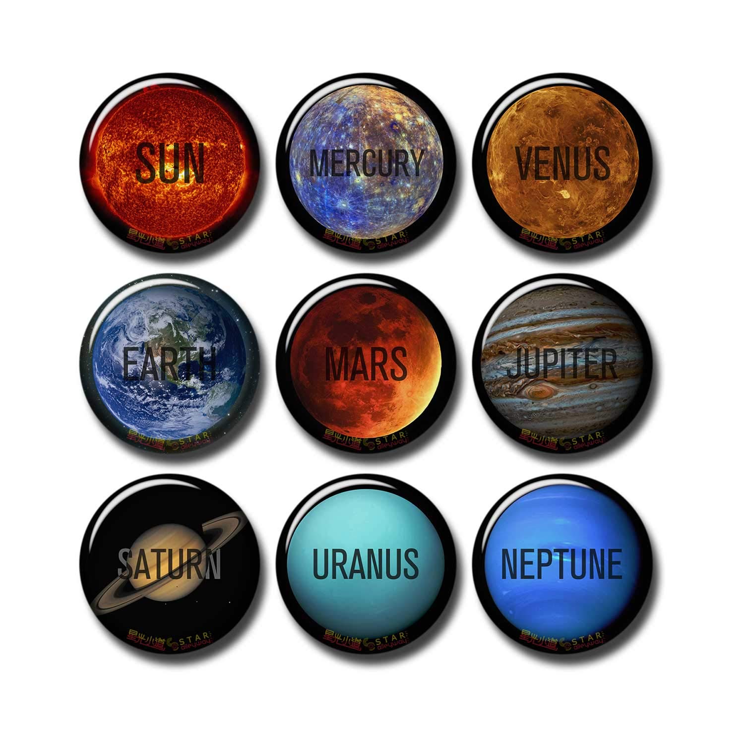 Buy 9 pcs Solar System Planets Name Fridge Magnets Set 1.5"/3.7cm ...