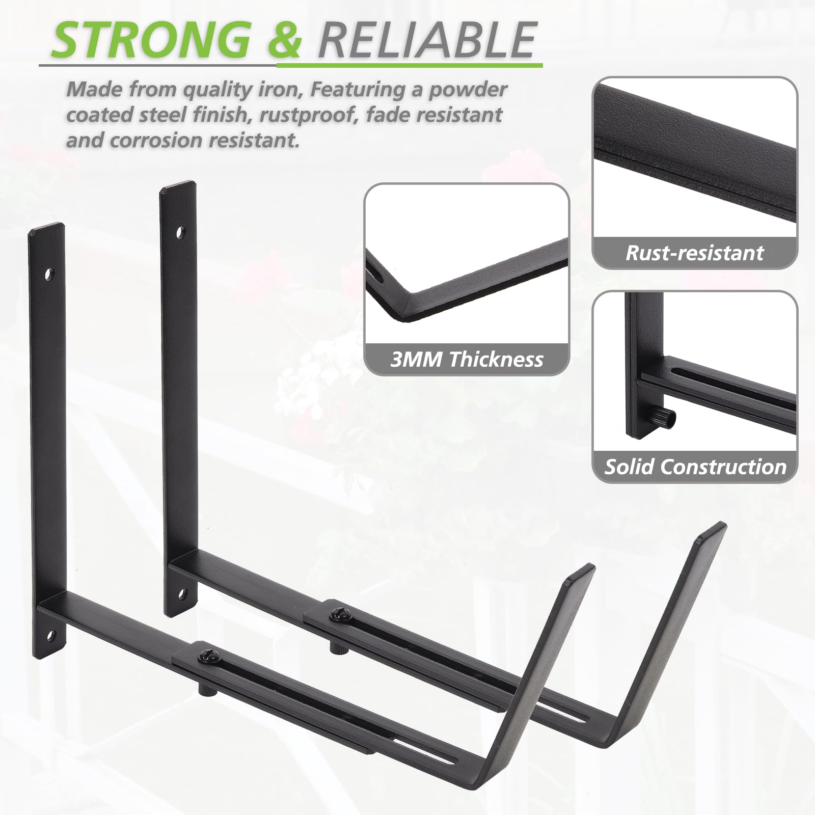 Snapklik.com : Window Box Brackets, 4 Pcs Universal Adjustable Planter ...