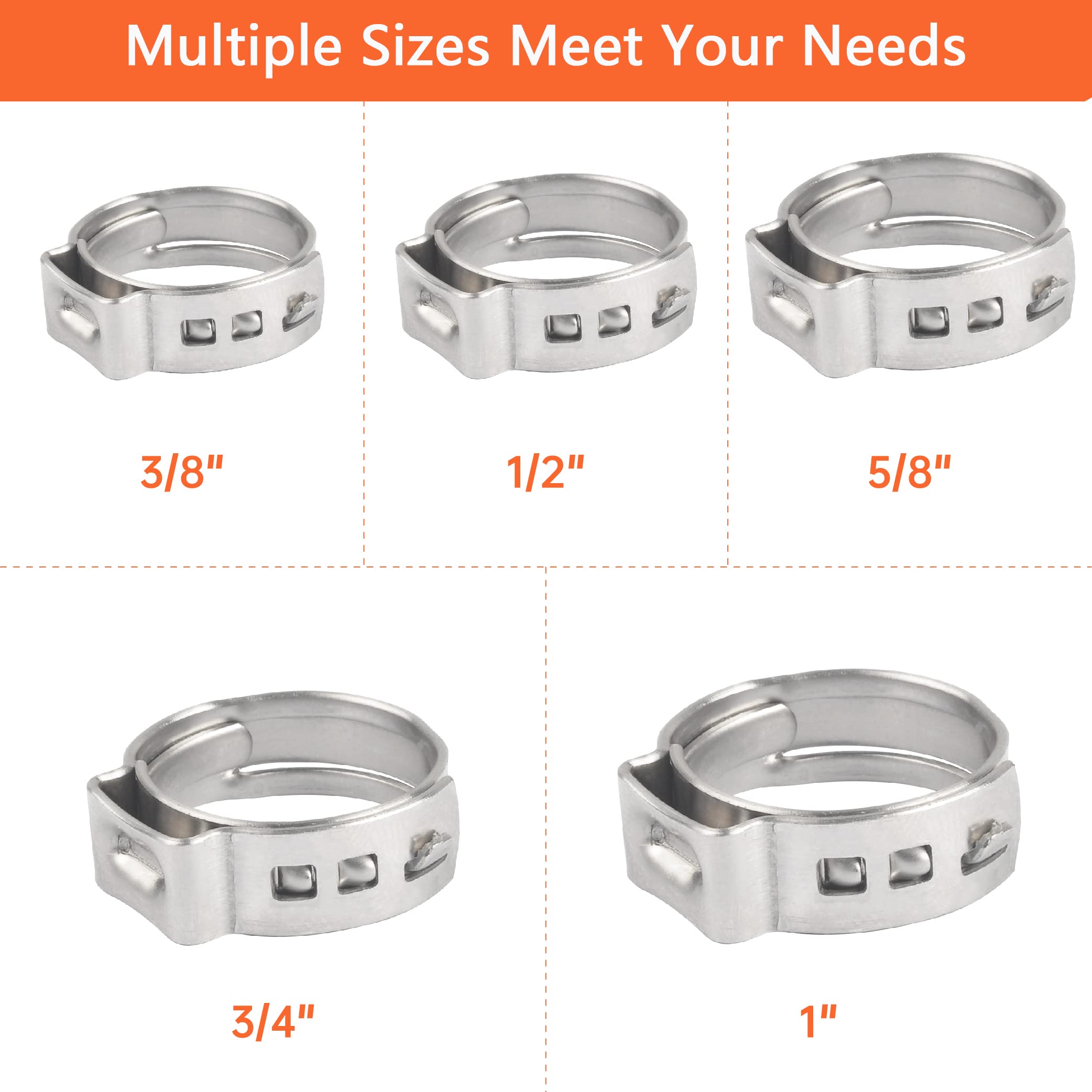 Snapklik.com : 100Pcs 3/8 Inch PEX Cinch Clamps Rings, Stainless Steel ...