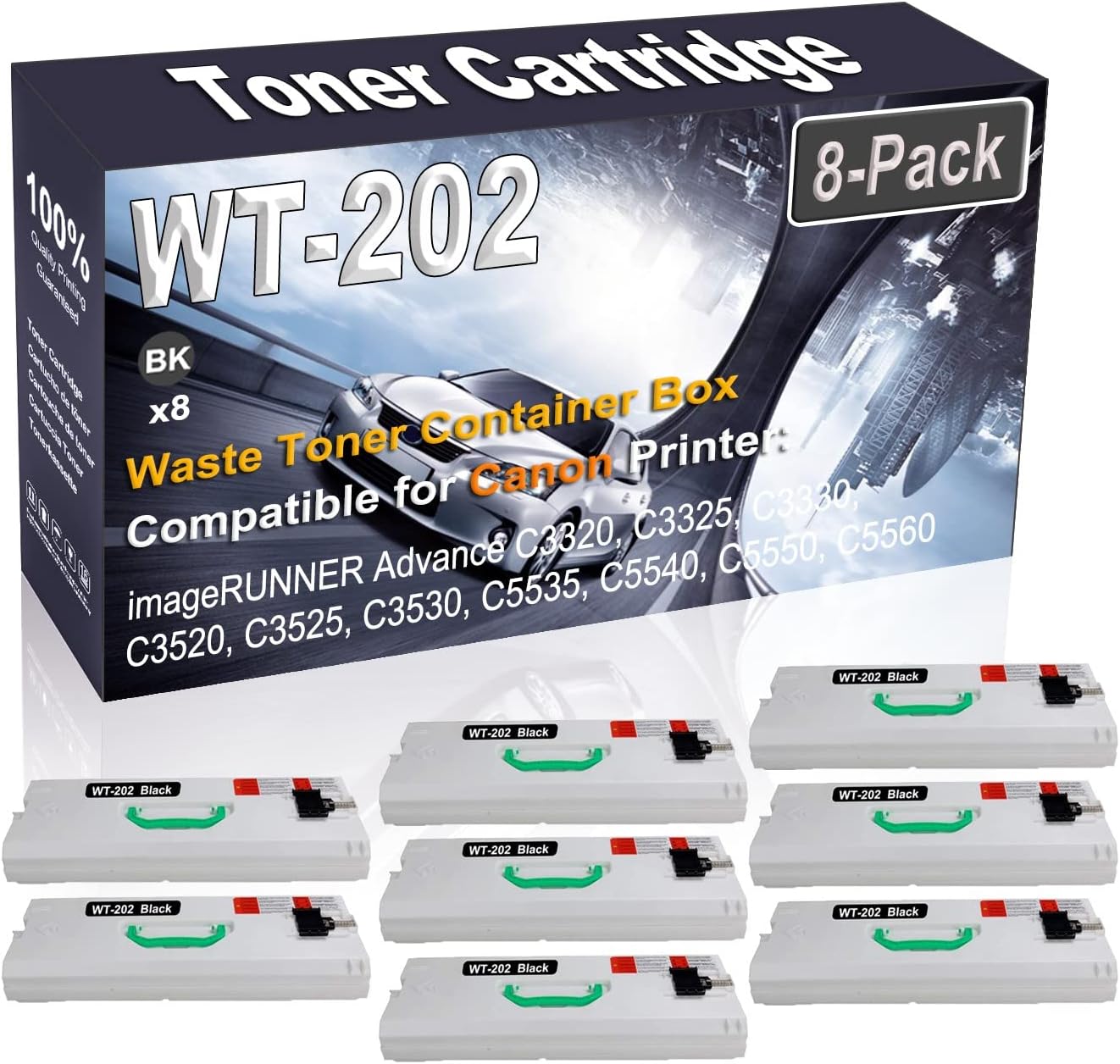 Amazon.com: 8-Pack (Black) Compatible High Yield WT-202 WT202 Waste ...