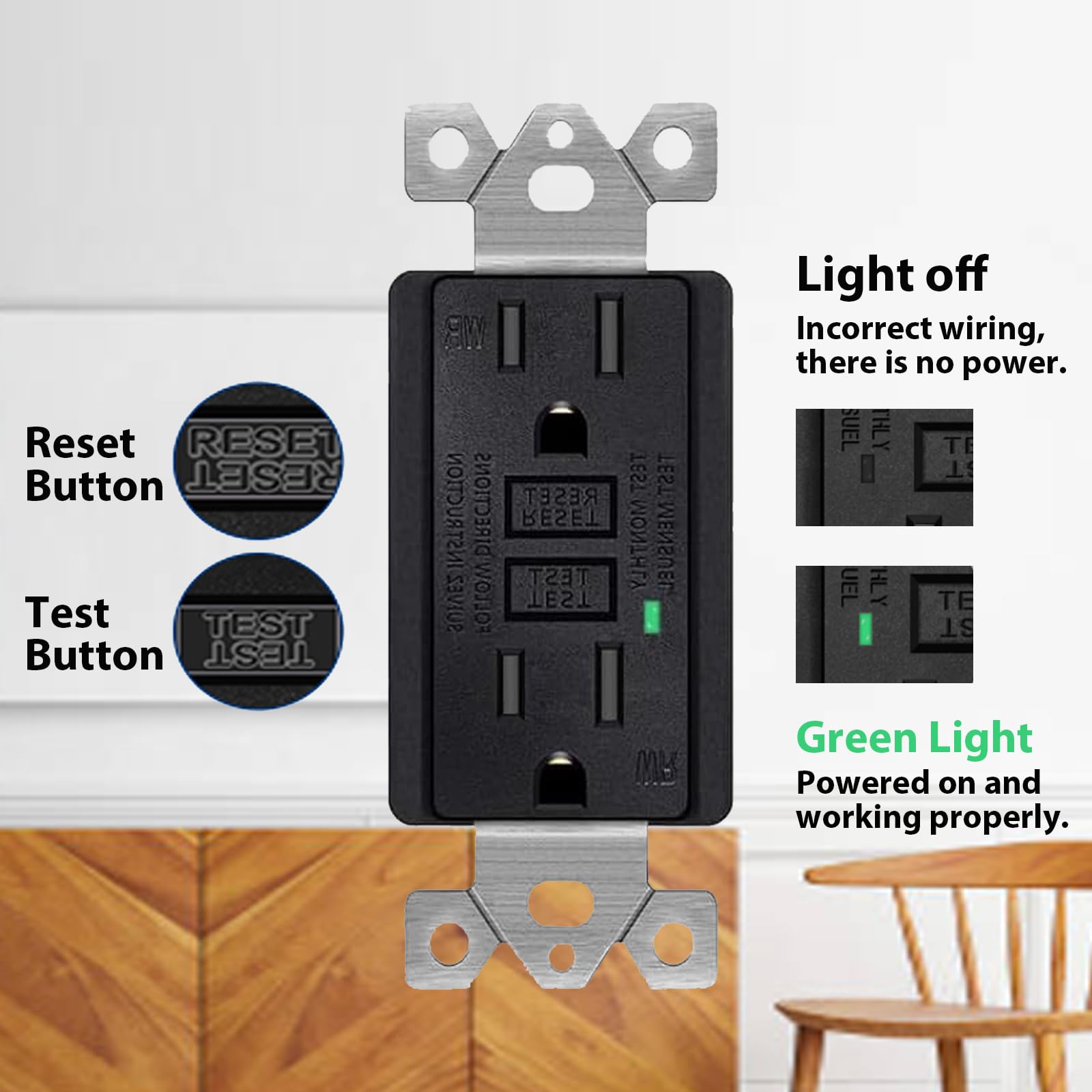 Gfci With Black Buttons GreenCycle 15 Amp GFCI Outlet, 2 Pack, Weather