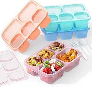 Amazon.com: XGXN Bento Box Adult Lunch Box - 4 Pack, 5-Compartment Meal Prep Container for Kids ...