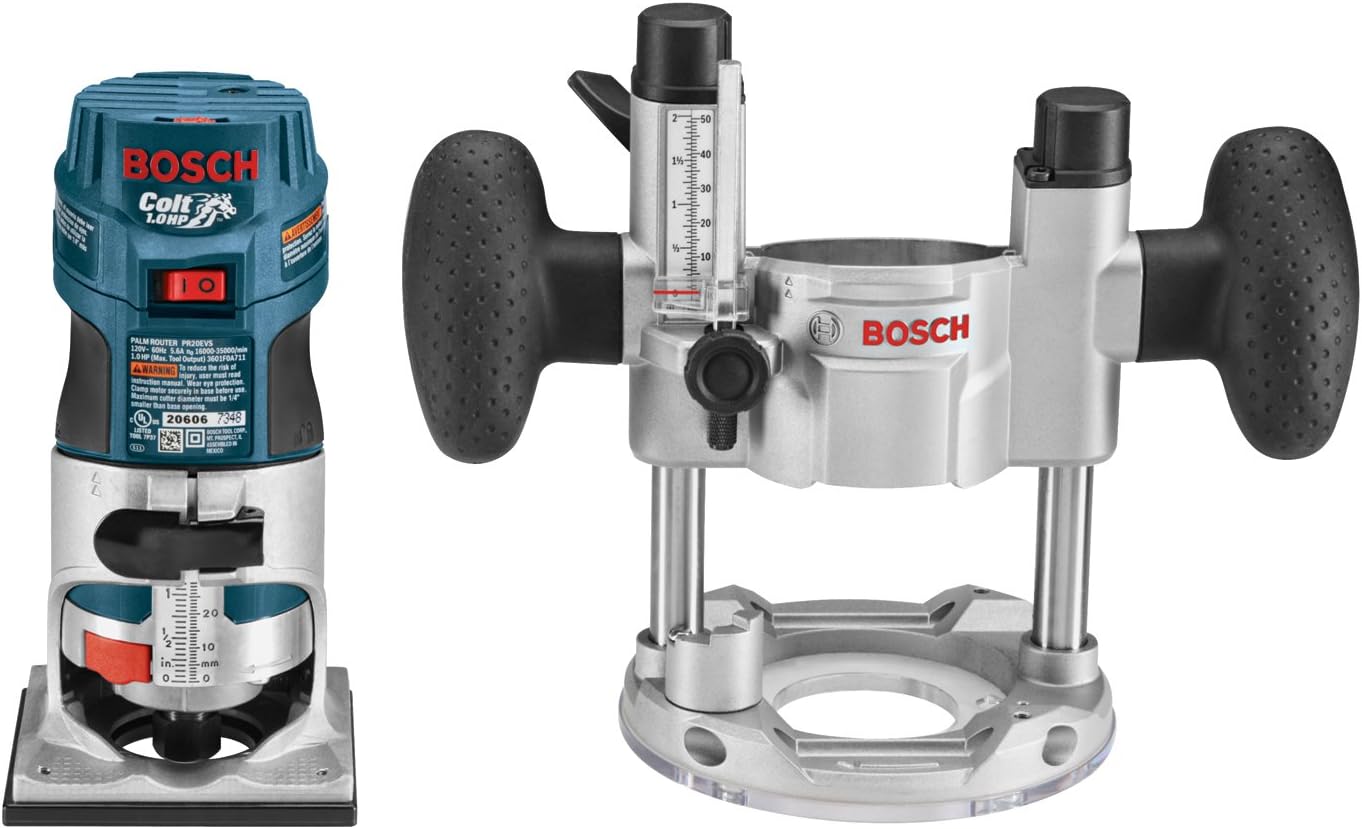 Bosch PR20EVSPK 5.6-Amp Colt Palm Grip 1-Horsepower Fixed and Plunge ...