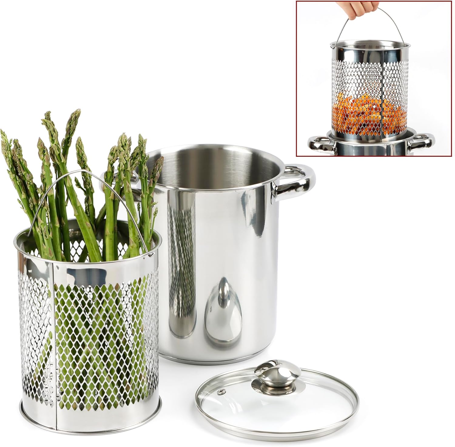 Amazon.com: Asparagus Pot Deep Fryer Pot, Stainless Steel Steam Cooker ...