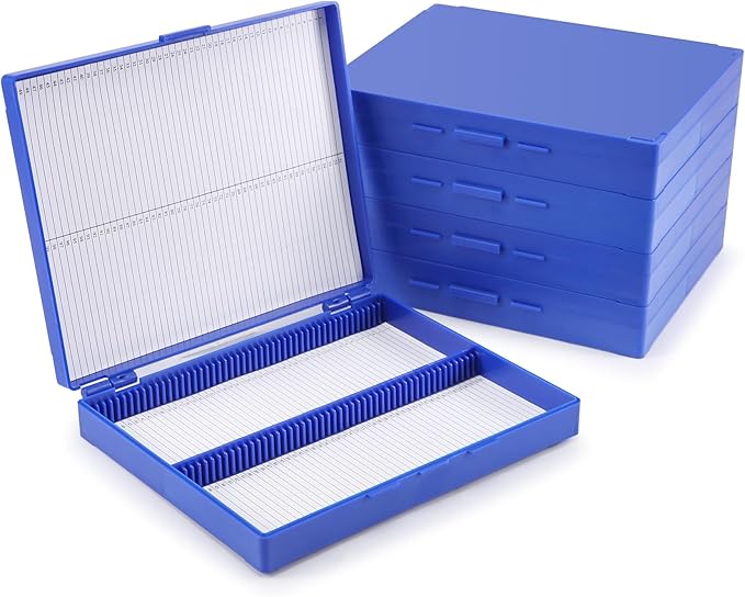 Bopfimer 5 Blue Plastic Slide Storage Boxes - Pathology Slide Boxes ...