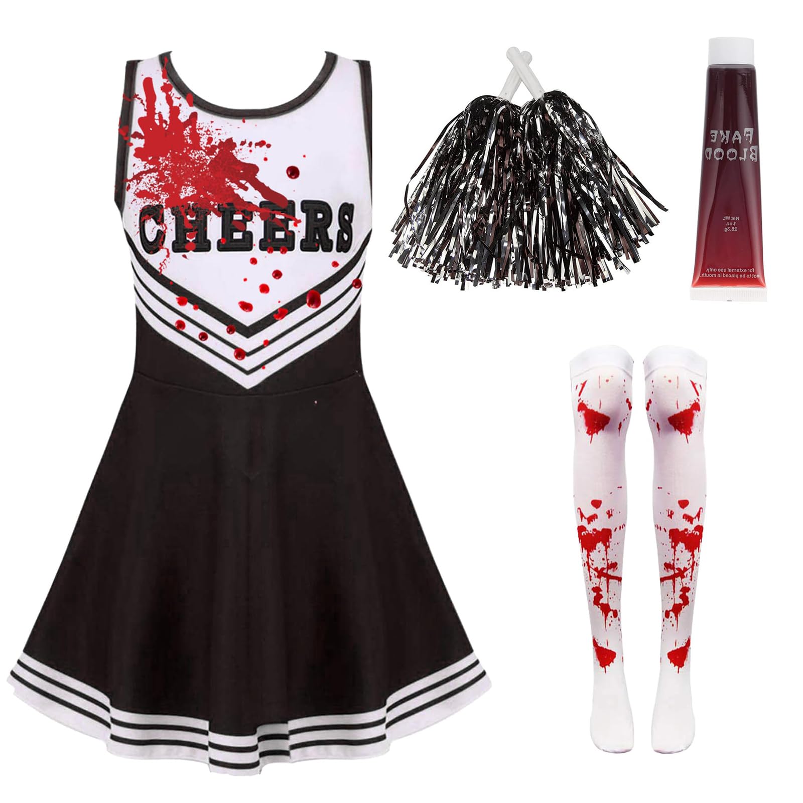 Dead Cheerleader Halloween Costume Kids, Zombie Cheerleader Costume for ...