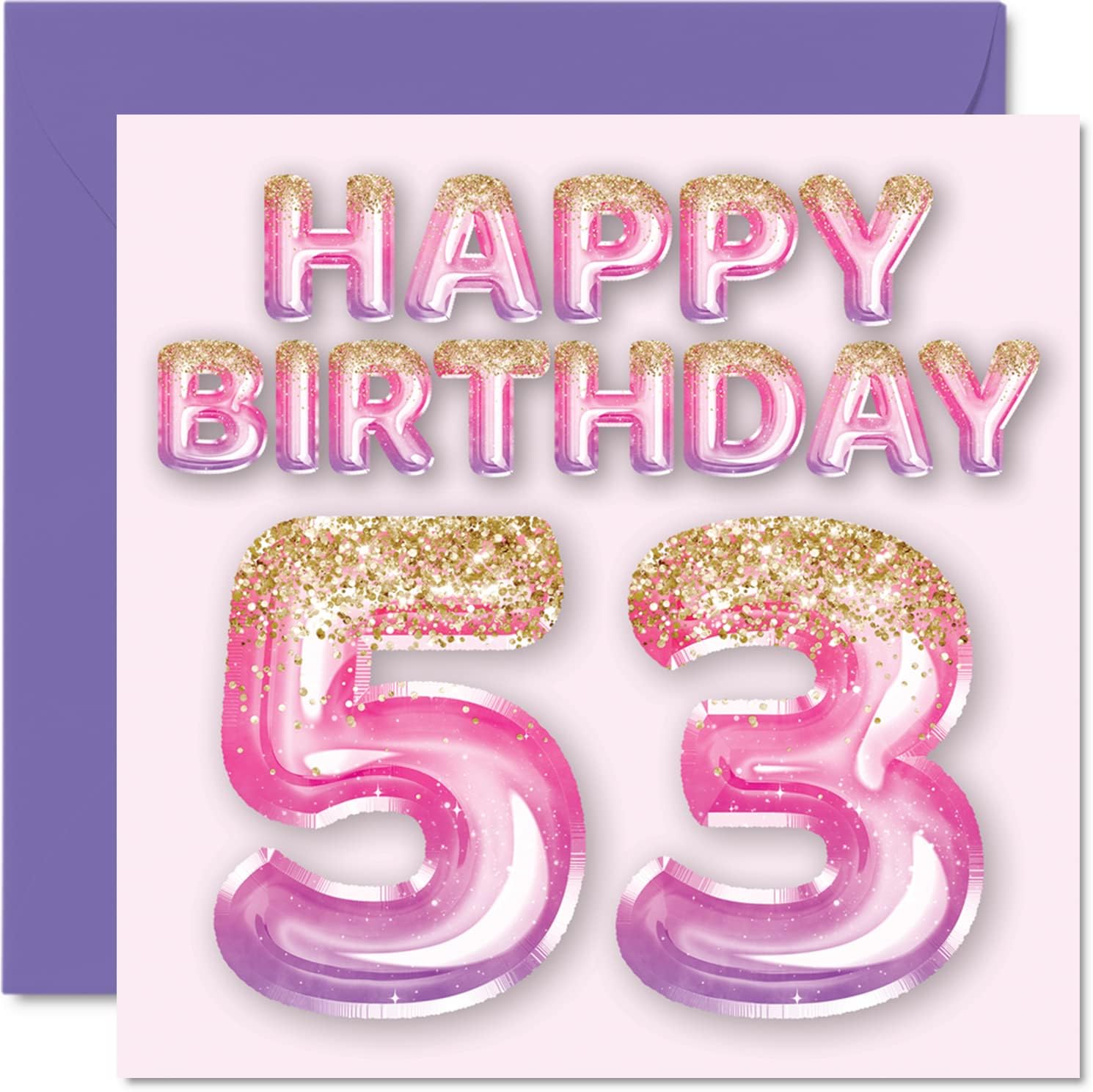 Amazon.com : 53rd Birthday Card for Women - Pink & Purple Glitter ...
