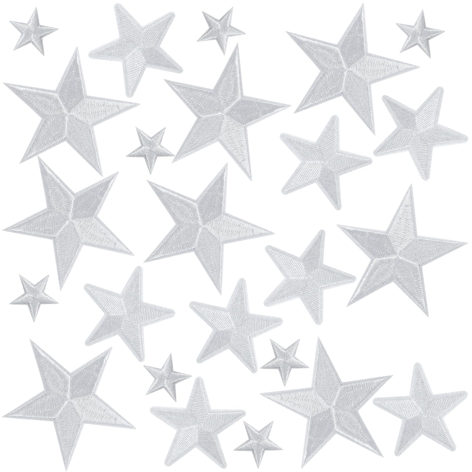 Mililanyo 24 Pieces White Star Iron on Patches, Star Embroidered Patch ...