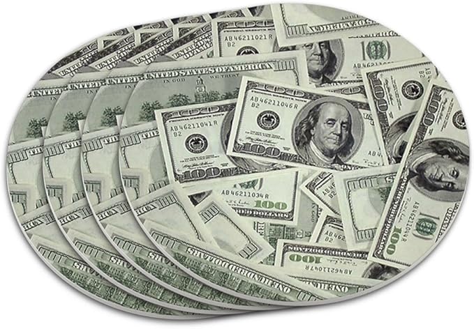 Amazon.com | Hundred Dollar Bills Money Currency Coaster Set: Coasters