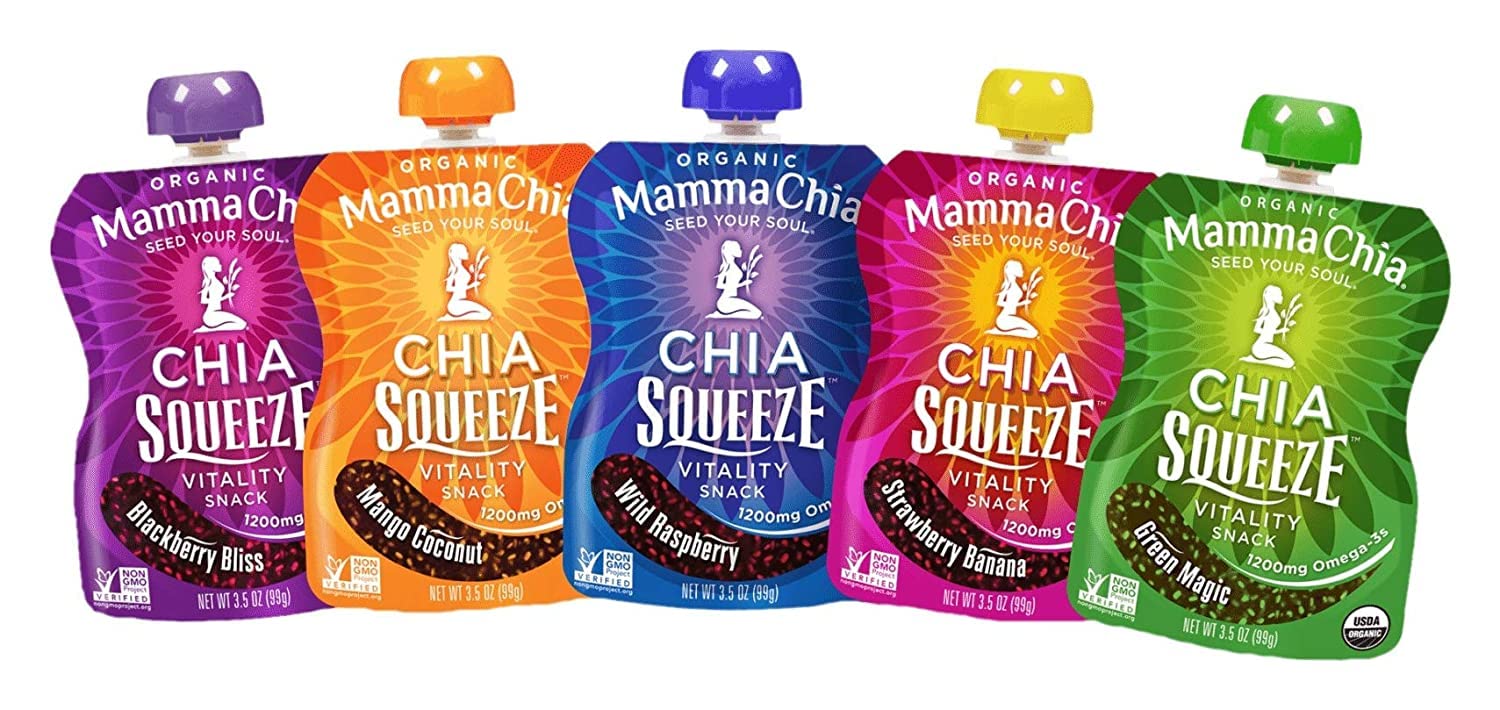 Amazon.com: Mamma Chia Squeeze 5 variety (10 pack) Wild Raspberry,Green ...