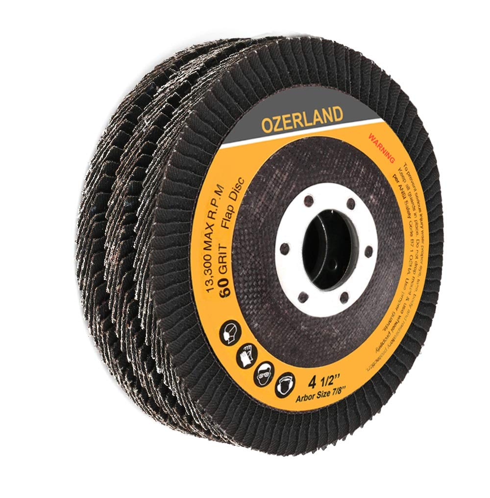4.5 Inch x 7/8 Inch 60 Grit Professional Flap Disc High Density Jumbo ...