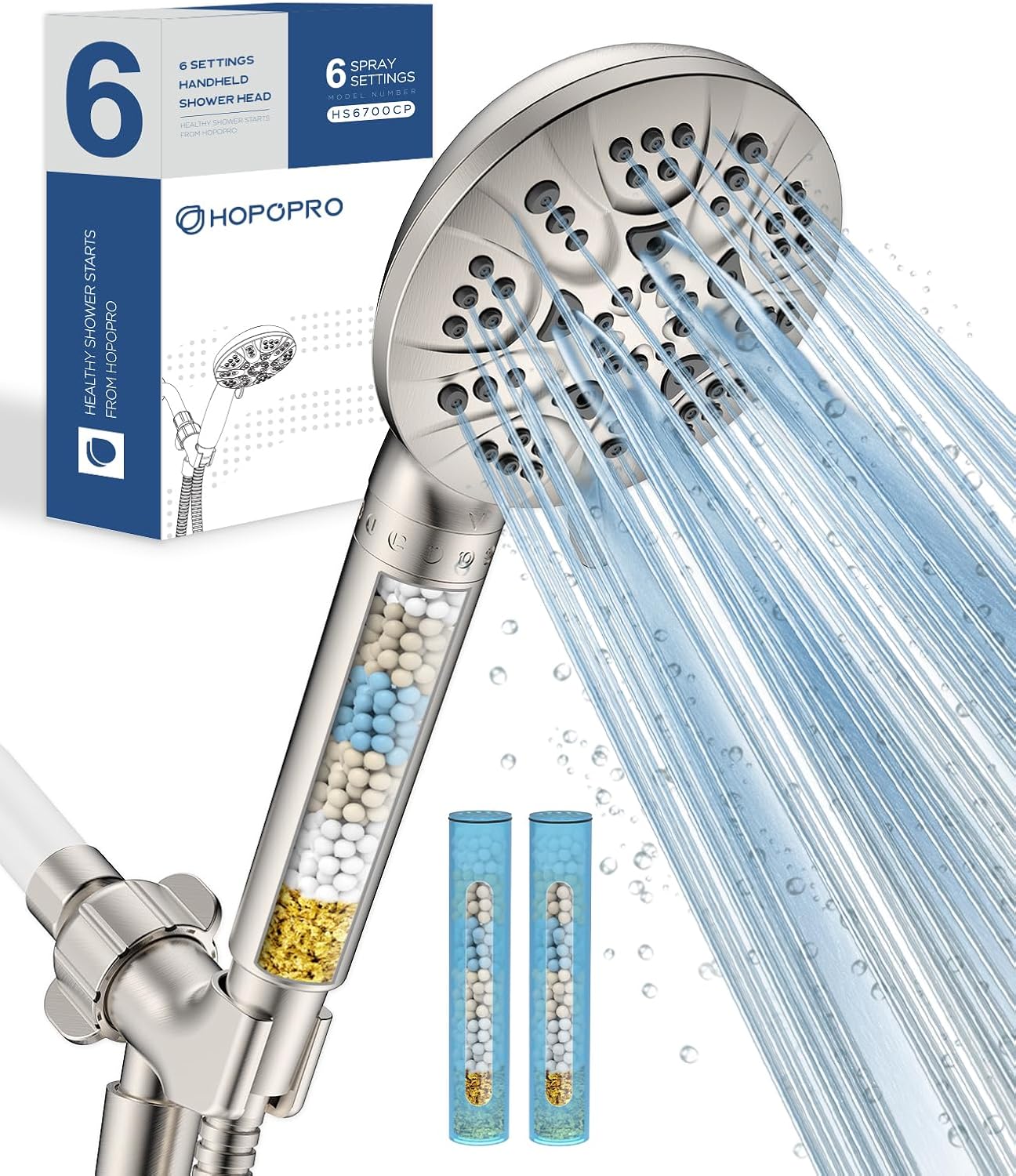 HOPOPRO Filtered Shower Head with Handheld, 6 Settings High Flow ...