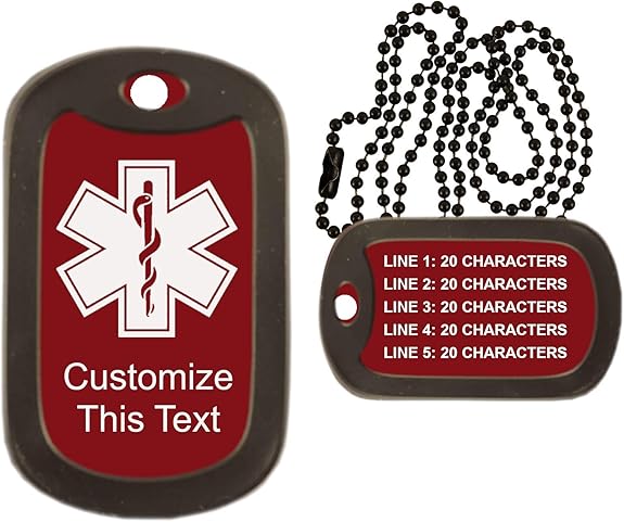 Amazon.com: Gutentagit - Medical Alert Dog Tag Custom Engraved Medic ID ...