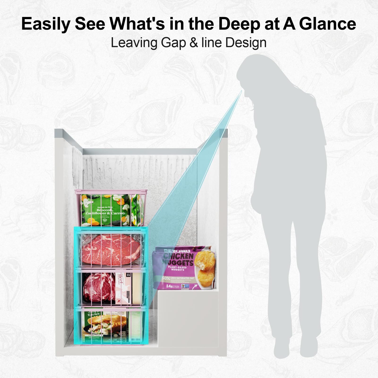 Snapklik.com : iSPECLE Deep Freezer Organizer Bins - 4 Pack Medium ...