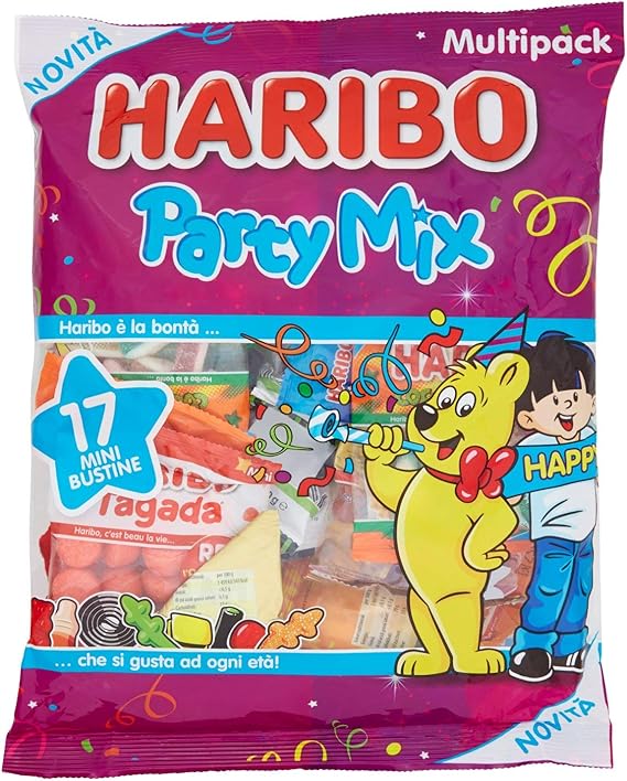 Haribo Party Mix Caramelle Gommose e Morbide, Gusto Frutta, 17 Bustine ...