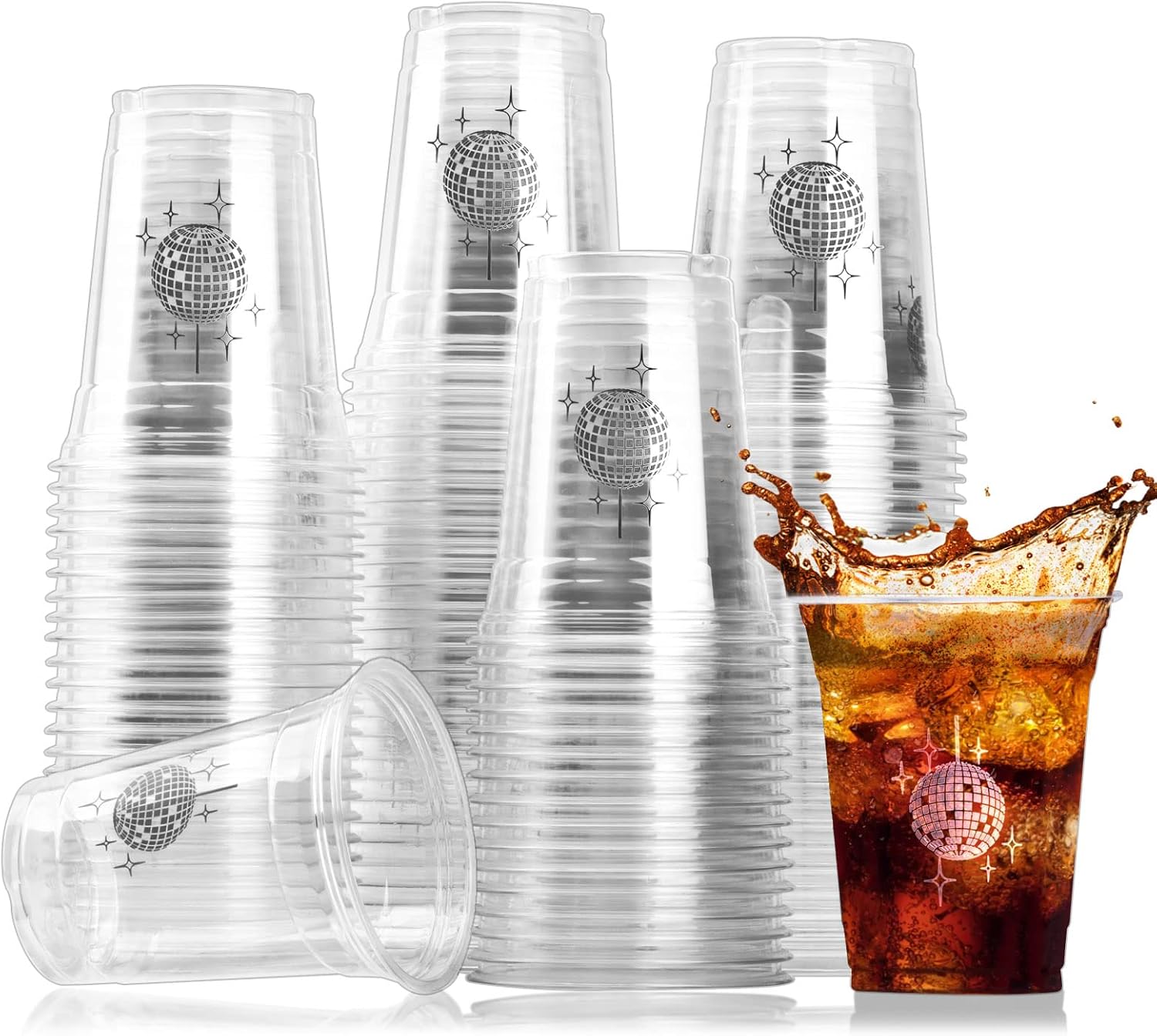 Amazon.com: 100 Pack Disco Party Plastic Cups Disco Ball Disposable ...