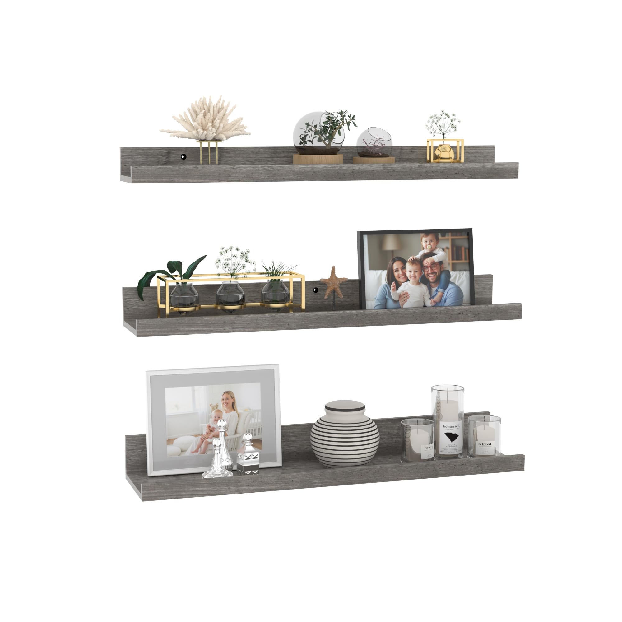 Amazon.com: Giftgarden 24 Inch Grey Floating Shelves for Wall Mount ...