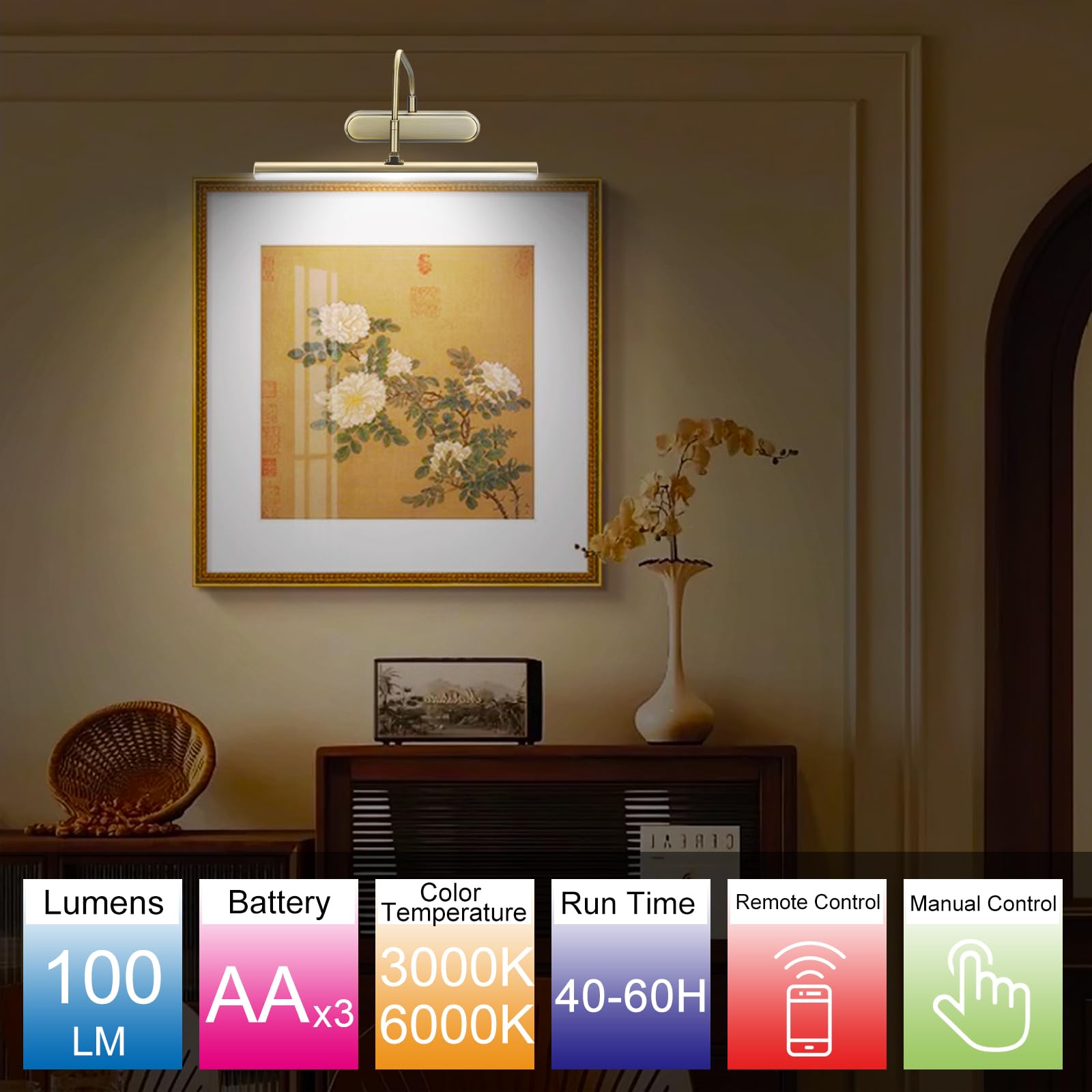 Snapklik.com : RAIFOOLLY Picture Light,3AA Battery Art Lights For ...