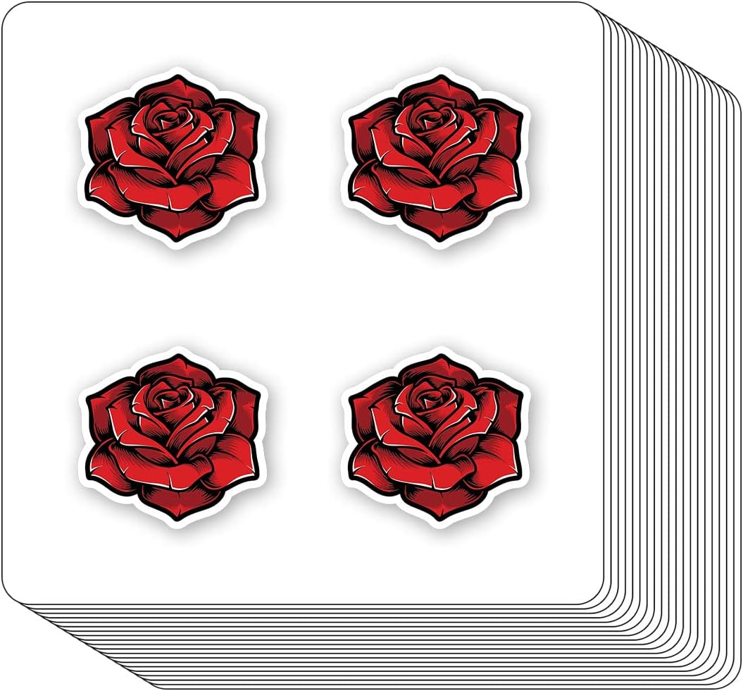 Amazon.com: 40 pcs Transparent Red Rose Green Leaf Fairy Jar Vinyl ...