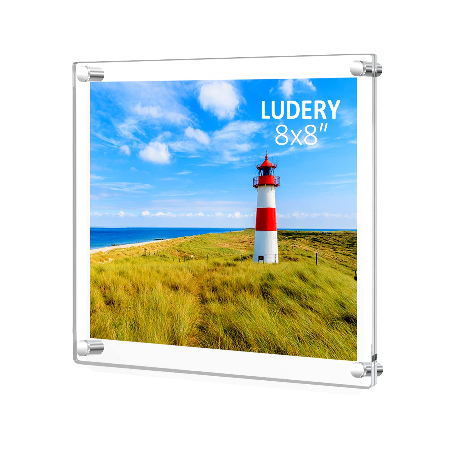 Amazon.com - Ludery 8x8 Clear Acrylic Wall Mount Floating Frameless ...