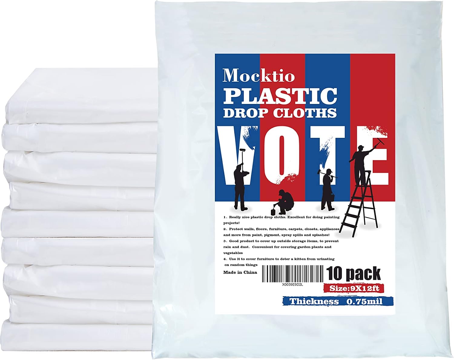 Amazon.com: 10 Piece Clear Plastic Sheeting, Painters Plastic Drop ...