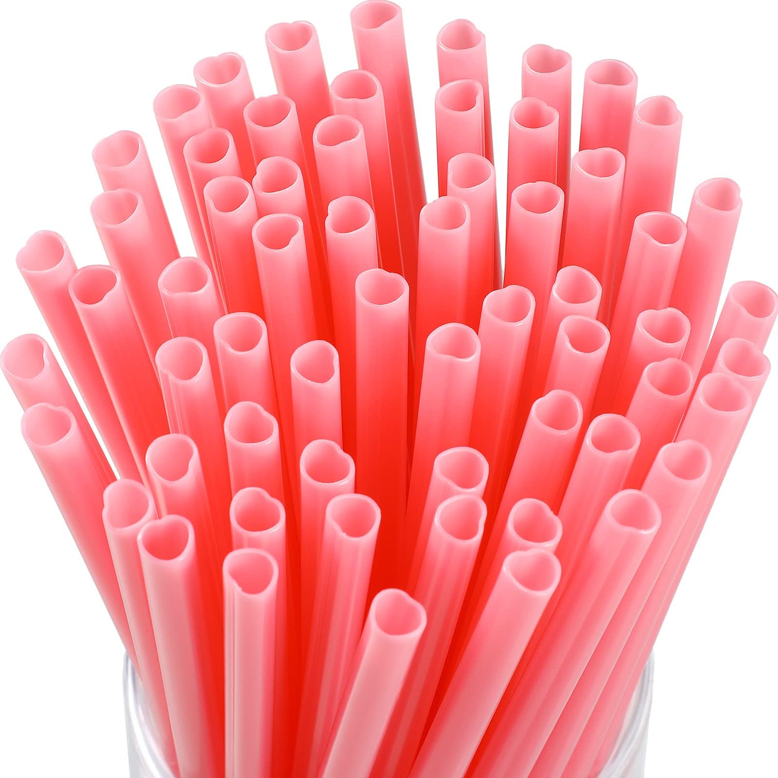 Amazon.com: 100Pcs Heart Straws Disposable 8.26-inch Pink Plastic Party ...