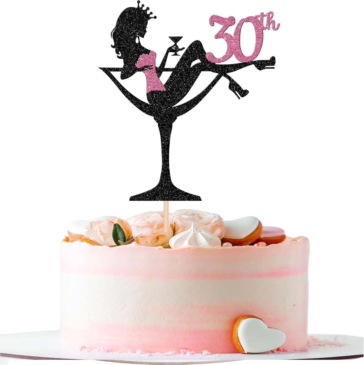 Amazon.com: 1 PCS Sitting Girl Cake Topper Glitter Thirty High Heel ...