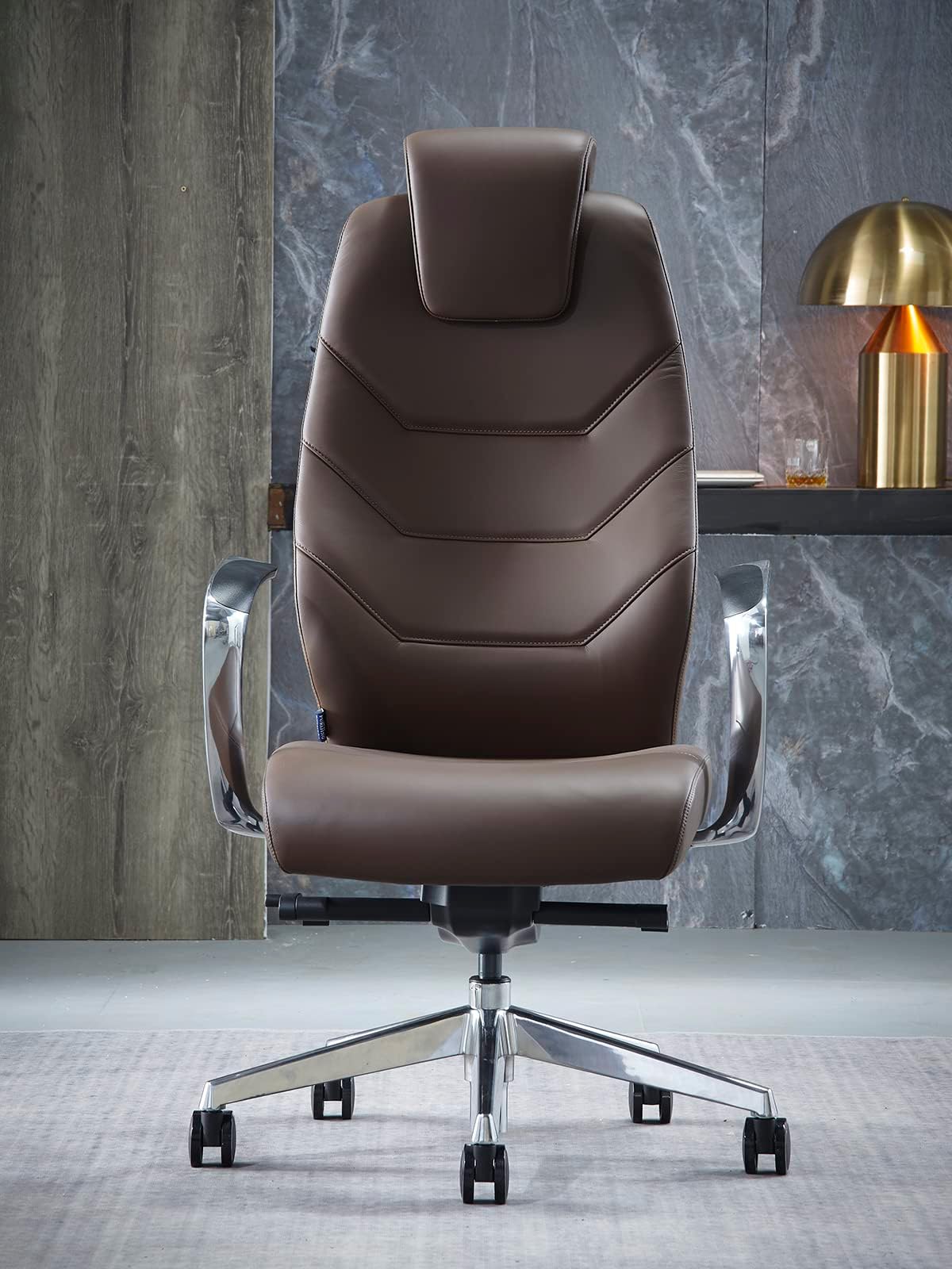 Amazon.com: FURIJING Genuine Leather Office Chair with High Back ...